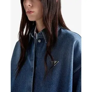 Prada Triangle-logo Long Denim Shirt