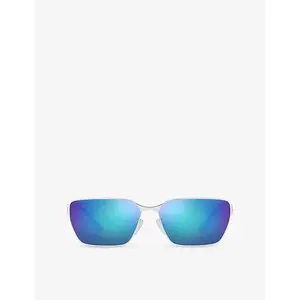 Balenciaga Rectangle-frame Metal Sunglasses - Silver
