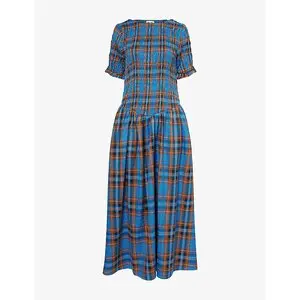 AMY LYNN Check-print Woven Maxi Dress - Blue