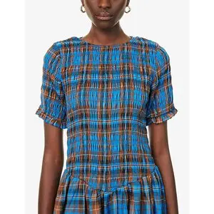 AMY LYNN Check-print Woven Maxi Dress - Blue