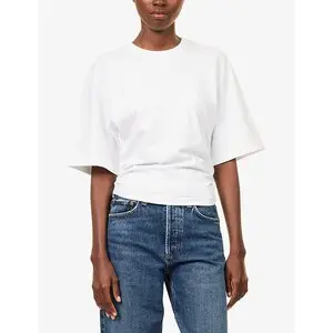 AGOLDE Shari Ruched Cotton-jersey T-shirt