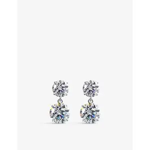 CARAT* LONDON Gia 9ct White-gold Cubic Zirconia Drop Earrings - Silver