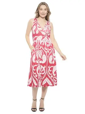 24seven Comfort Apparel Pleated Dresses