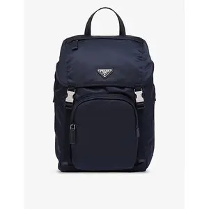 Prada Prada Re-Nylon Large Recycled-Nylon And Leather Backpack Blue