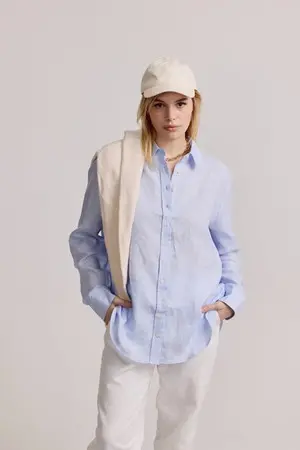 The Shirt By Rochelle Behrens Washed Linen Shirt With No Gape® Technology