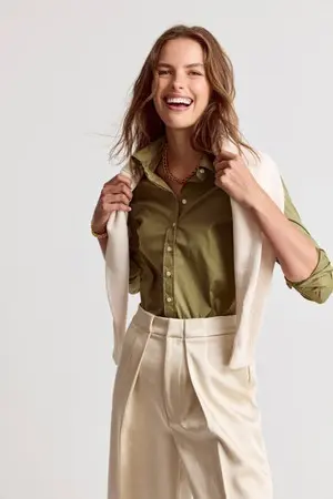 The Shirt By Rochelle Behrens The Icon Fitted Shirt - Olive