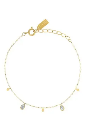 Ben Oni Pear Cubic Zirconia Charm Bracelet - Gold