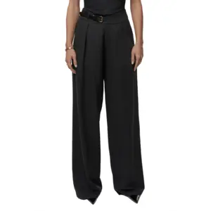 JLUXLABEL Belted Wide Leg Trousers - Black
