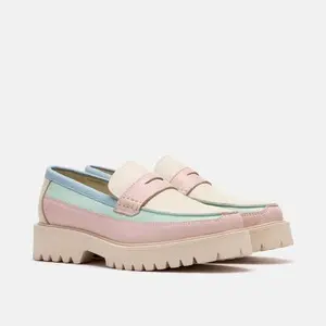 MARC NOLAN Ms. Adler Leather Lug Penny Loafers - Pastel