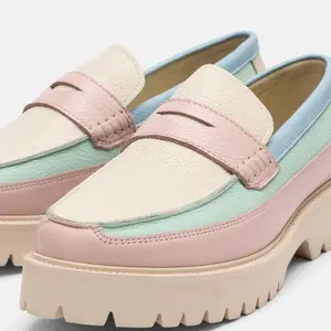 MARC NOLAN Ms. Adler Leather Lug Penny Loafers - Pastel