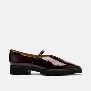 MARC NOLAN Roxie Leather Lug Mary Janes - Wine