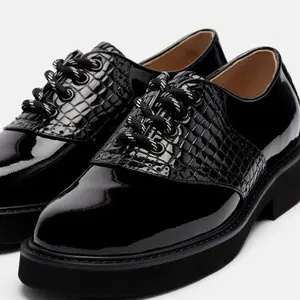 MARC NOLAN Demi Calf Leather Lug Oxfords - Black