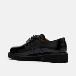 MARC NOLAN Demi Calf Leather Lug Oxfords - Black
