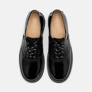 MARC NOLAN Demi Calf Leather Lug Oxfords - Black