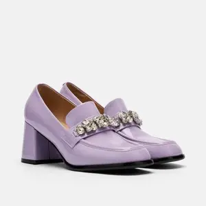 MARC NOLAN Margot Leather Penny Loafers - Lavender
