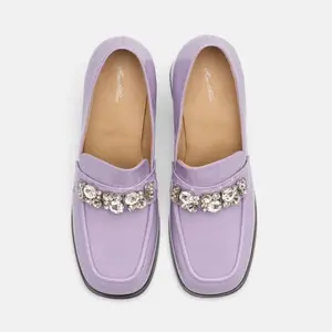 MARC NOLAN Margot Leather Penny Loafers - Lavender