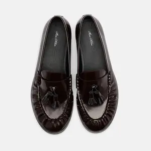 MARC NOLAN Patent Leather Tassel Loafers - Dark Cherry