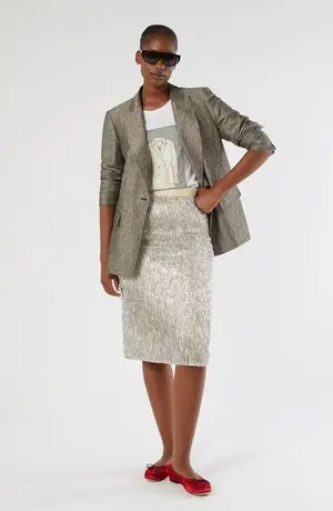 Marina Rinaldi Sequin Skirt - Silver