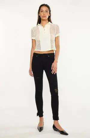 KANCAN Lana Mid-rise Ankle Skinny Stretch Jeans - Black