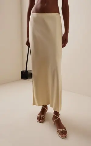 Another Tomorrow Satin Tea Length Slip Skirt