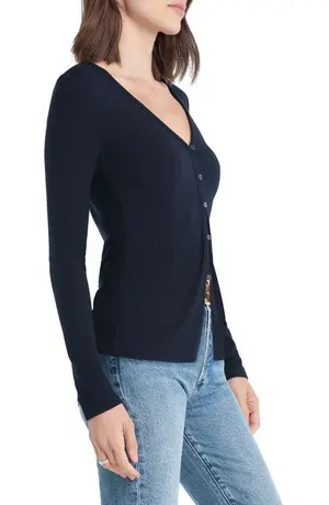 FAVORITE DAUGHTER Ribbed Button-up Top