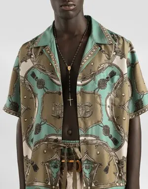 Dolce & Gabbana Cargo-print Hawaii Washed Silk Twill Shirt