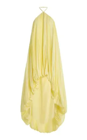 DEME Petunia Halterneck Chiffon Dress - Yellow
