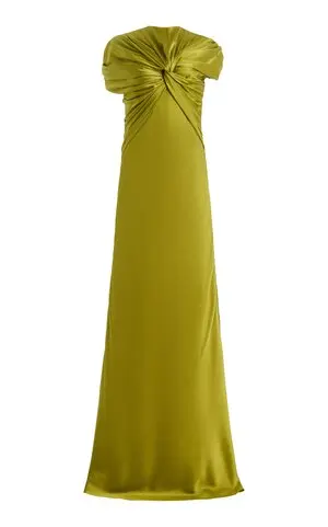 DEME Exclusive The Clover Twisted Silk-satin Maxi Dress - Green