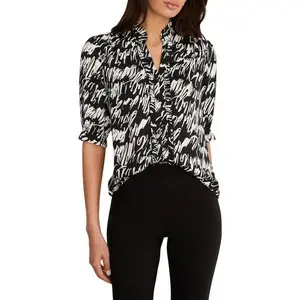 NIC+ZOE Cursive Print Chiffon Top