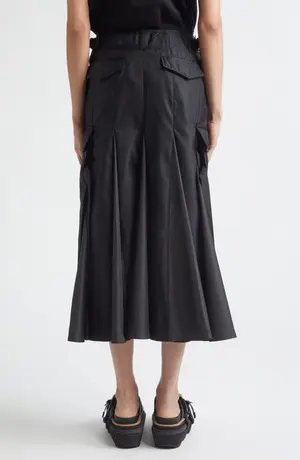 Sacai Insulated Nylon Twill And Satin Cargo Skirt