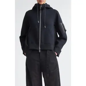 Sacai Sponge Sweat X Nylon Twill Full-zip Hoodie