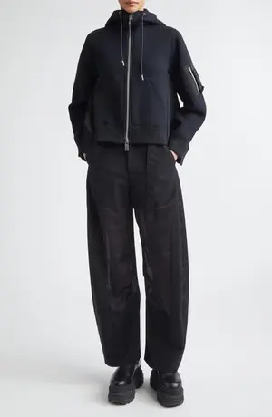Sacai Sponge Sweat X Nylon Twill Full-zip Hoodie