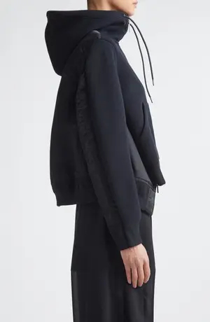 Sacai Sponge Sweat X Nylon Twill Full-zip Hoodie