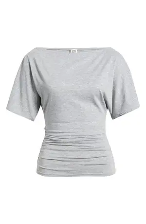 BDG URBAN OUTFITTERS Ruched Boat Neck Top - Grey