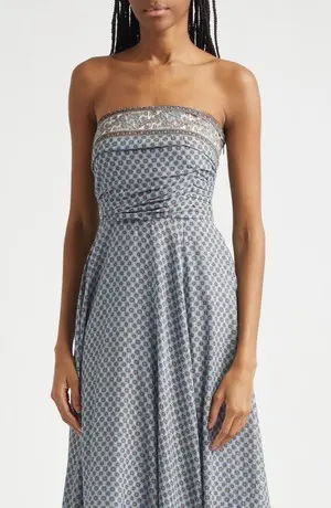 Veronica Beard Lana Ruched Medallion & Paisley Print Midi Dress