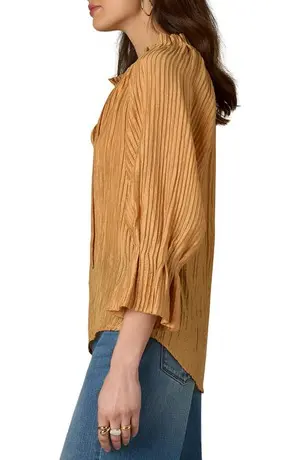 Wit & Wisdom Pleated Tie Neck Top