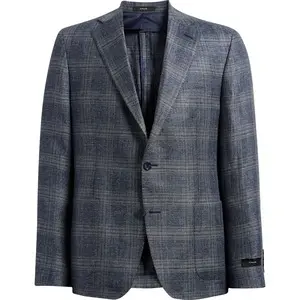 Vince Icon Relaxed Fit Plaid Slub Linen & Wool Sport Coat