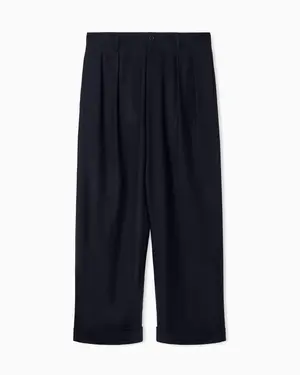 Giorgio Armani Pure Virgin Wool Double-pleat Trousers - Blue