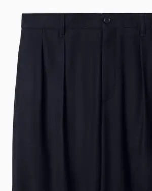 Giorgio Armani Pure Virgin Wool Double-pleat Trousers - Blue