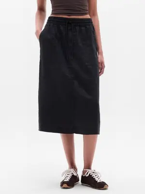 Athleta Linen Midi Skirt - Black