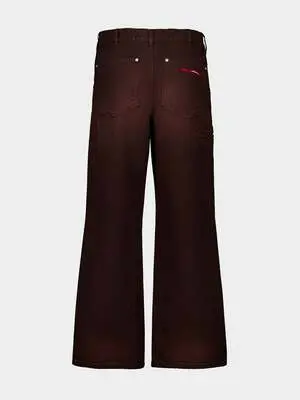 Marni Canvas Pants With Logo Flag Patch - Brown