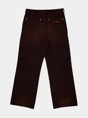 Marni Canvas Pants With Logo Flag Patch - Brown