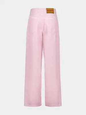 Marni Gummy Logo Patch Straight-leg Jeans - Pink
