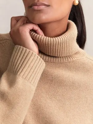 REISS Wool-cashmere Roll-neck Jumper - Camel