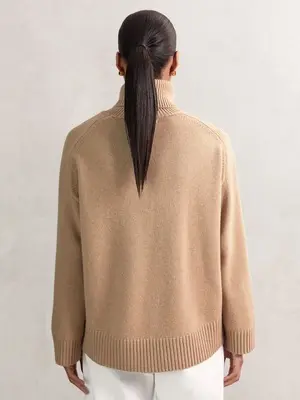 REISS Wool-cashmere Roll-neck Jumper - Camel