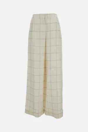 Dusan Check Linen-wool Blend Trousers - Beige
