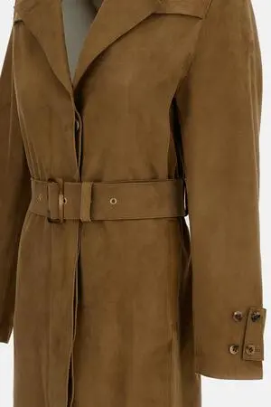 GOLDEN GOOSE Suede Trench Coat - Brown