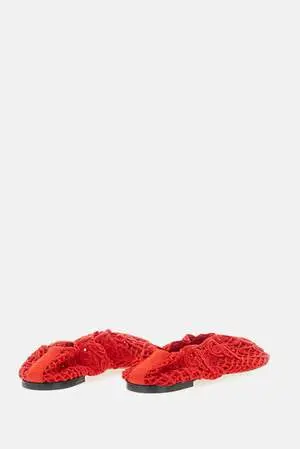 ODISSI Iris Crochet Ballerina Flats - Red