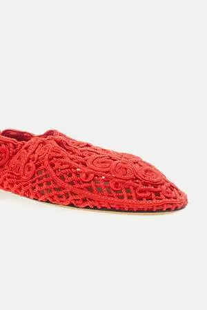 ODISSI Iris Crochet Ballerina Flats - Red