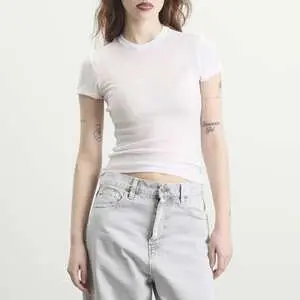 SKIMS Sheer Cotton Crewneck T-shirt - Snow